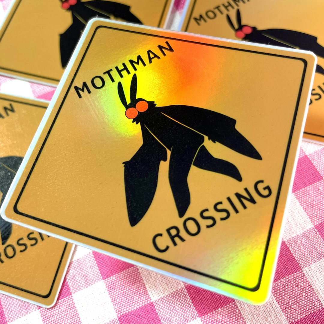 Mothman Crossing Road Sign Cryptid Holographic Sticker Decal - Etsy