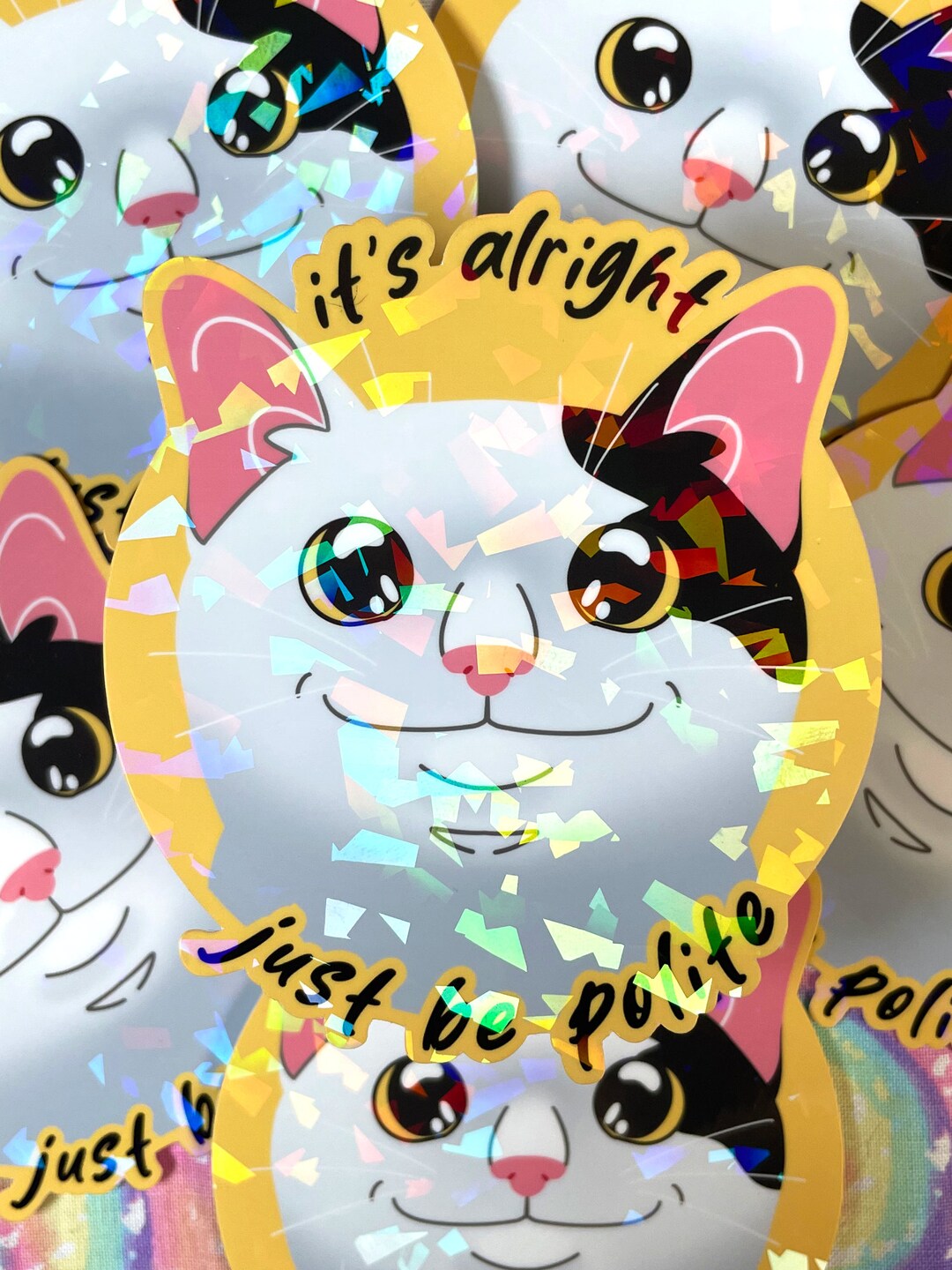 Cute Polite Cat Meme It's Alright Just Be Polite Sticker Decal for ...