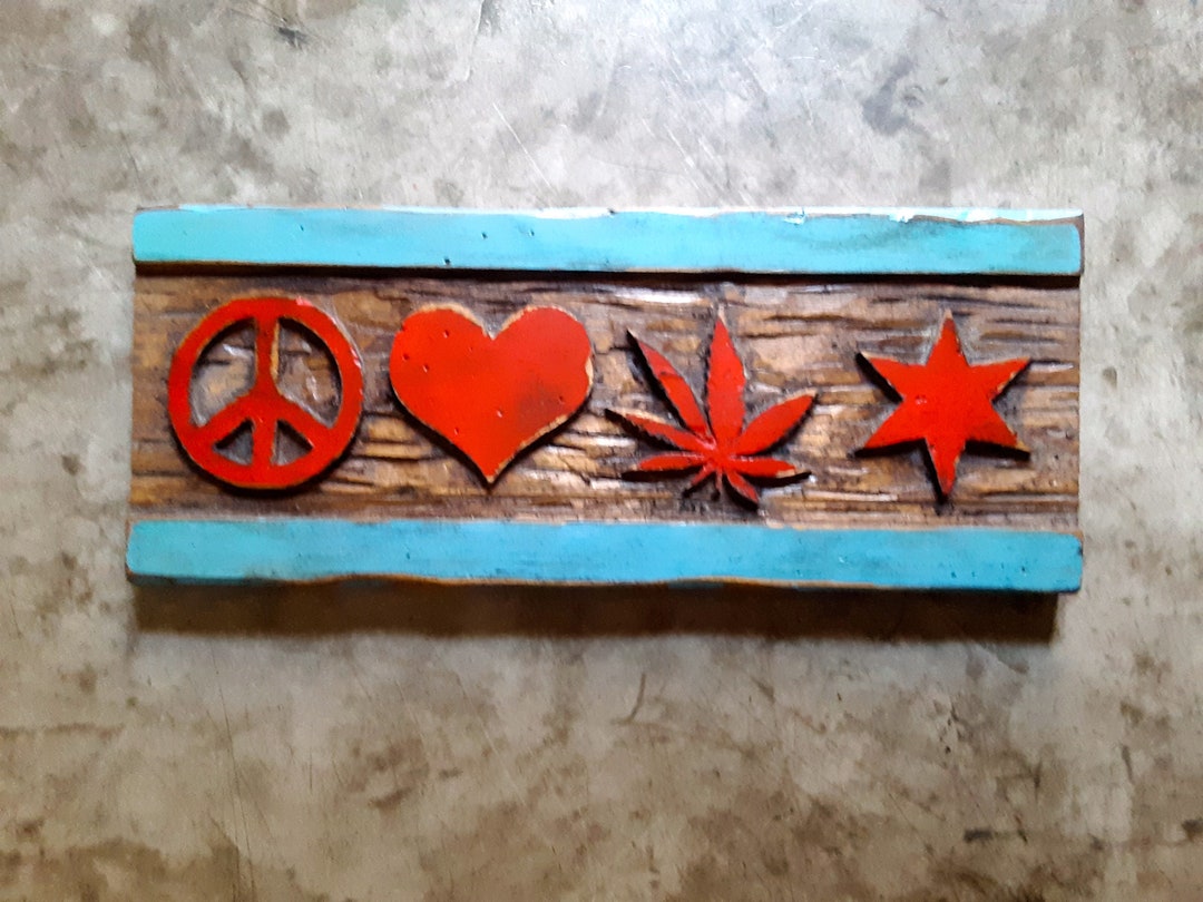 Peace Love Cannabis Chicago Flag - Etsy