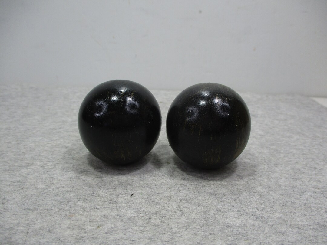 2 Vintage Lamp Finial Large Wood Ball Globe Lamp Topper 1 1/2" Diameter ...