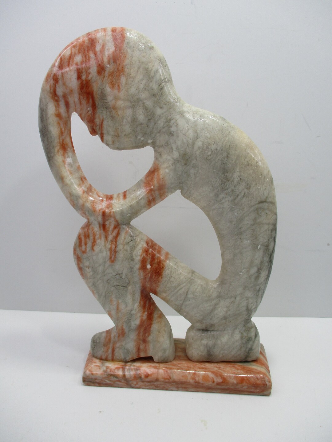 Vintage Polished Stone Thinking Man Figurine 10 5/8" Tall X 6" X 2 ...