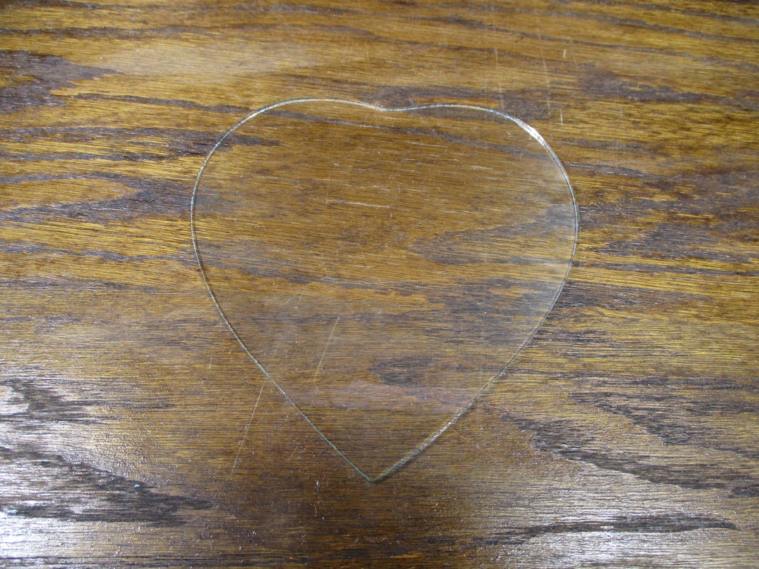 1 Clear Glass Heart Shape Home Decor Crafts 4 3/4" T X 4 1/2" W X 1/8 ...