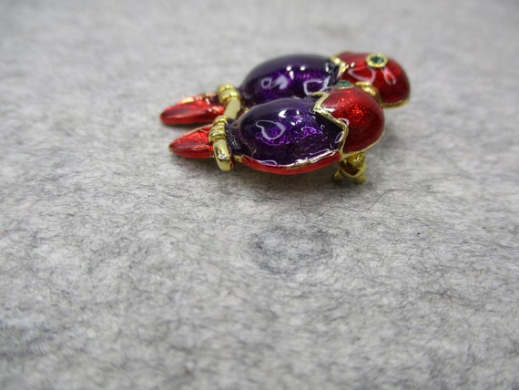 Vintage Enamel 2 Parrots On Branch Pin Brooch Purple … - Gem