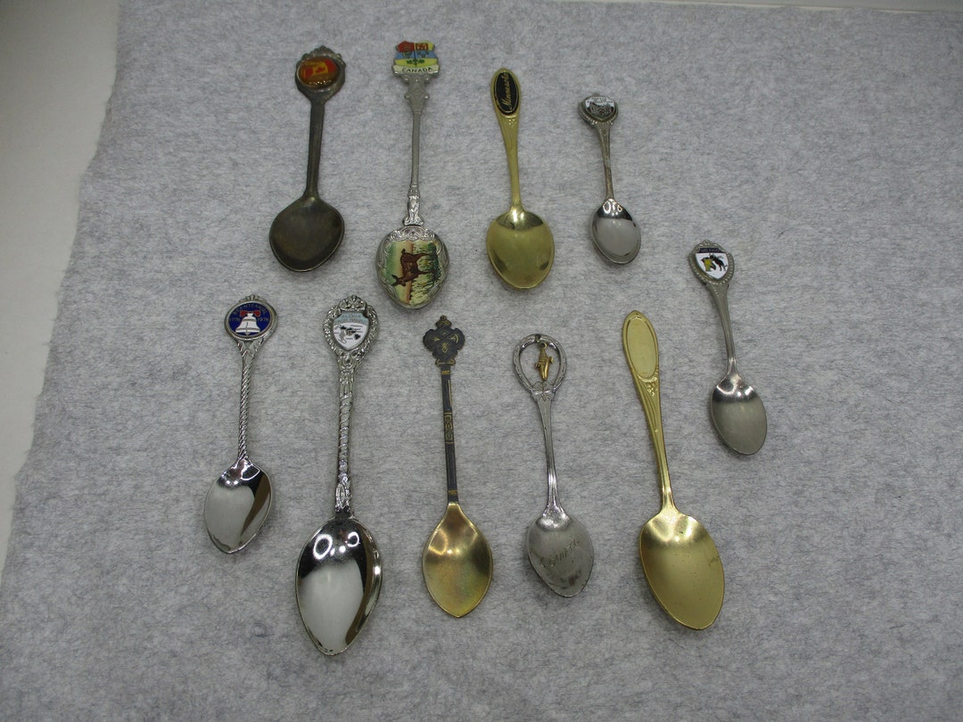 10 Vintage Souvenir Collector Spoons Lot Various States Countries - Etsy