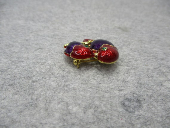 Vintage Enamel 2 Parrots On Branch Pin Brooch Purple … - Gem