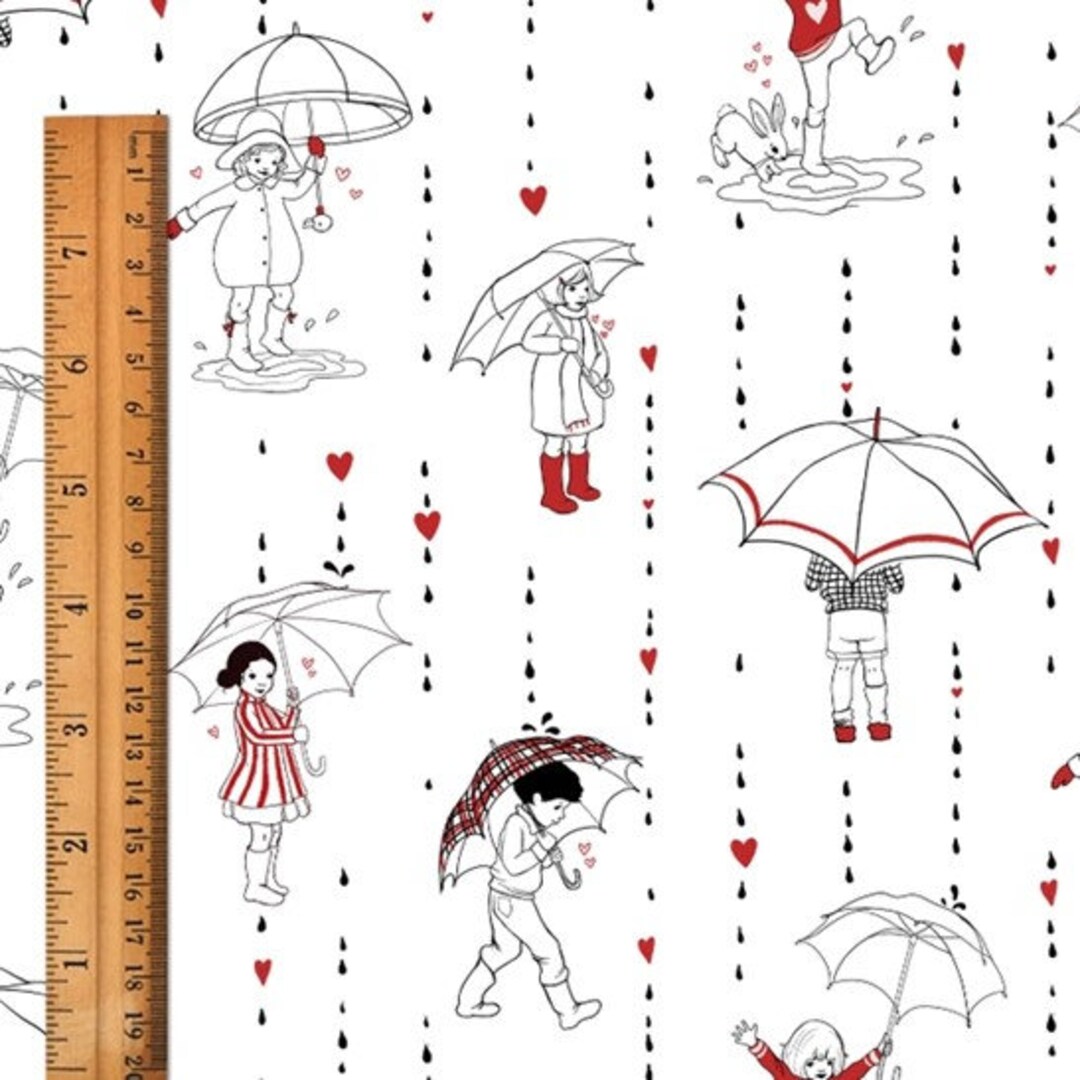 Belle & Boo Poplin Raining Love Fabric Bio Cotton 50 Cm X 146 Cm - Etsy