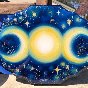 Handmade Acrylic Epoxy Moon Phases and Stars Painting on Wood - Etsy