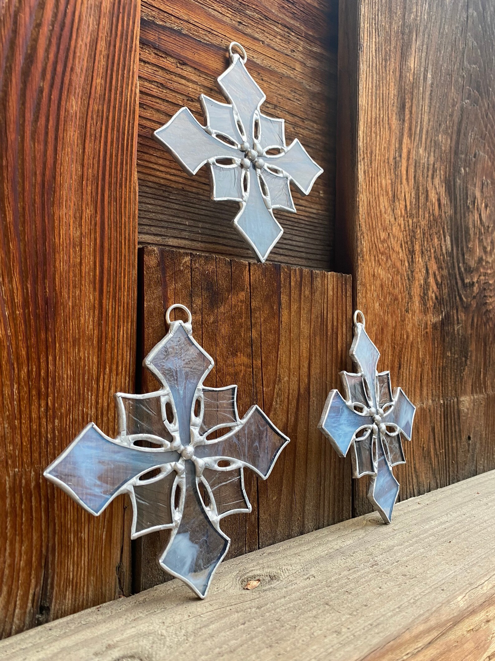 Handmade Stained Glass Wispy Clear and White With Glue Chip - Etsy