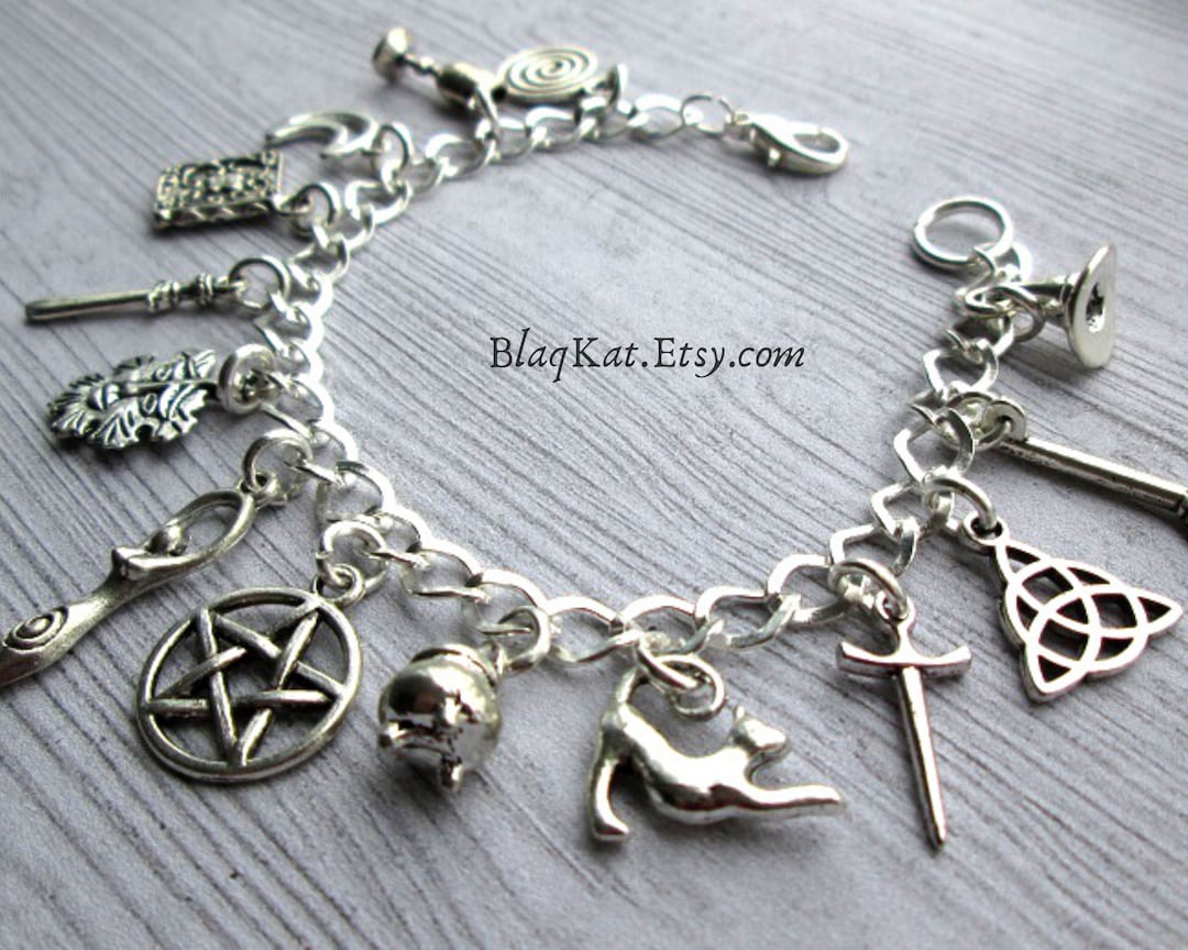 Witches Charm Bracelet With 14 Witch-inspired Pagan Charms, Witchy ...