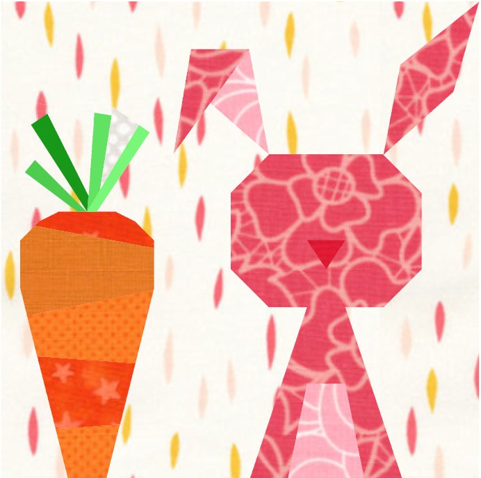 Funny Bunny quilt block pattern paper piecing block | Etsy