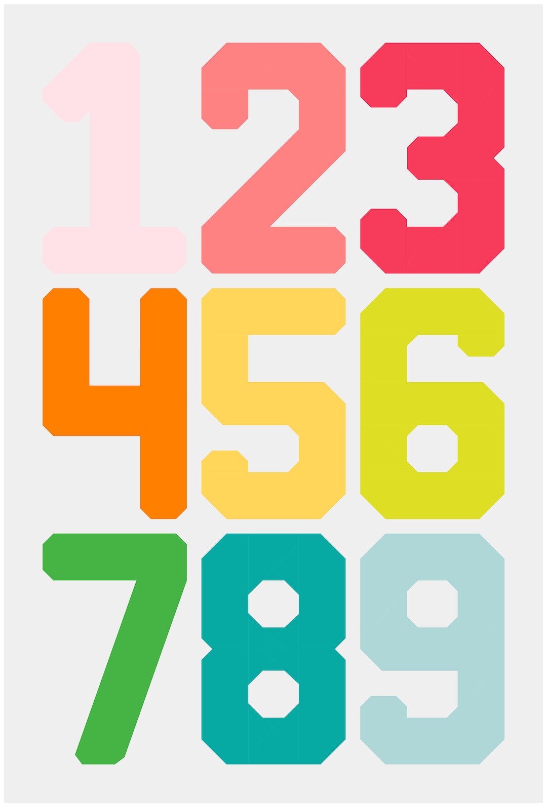 Modern 123 – Numbers Pattern Bundle - Foundation Paper Piecing Pattern ...