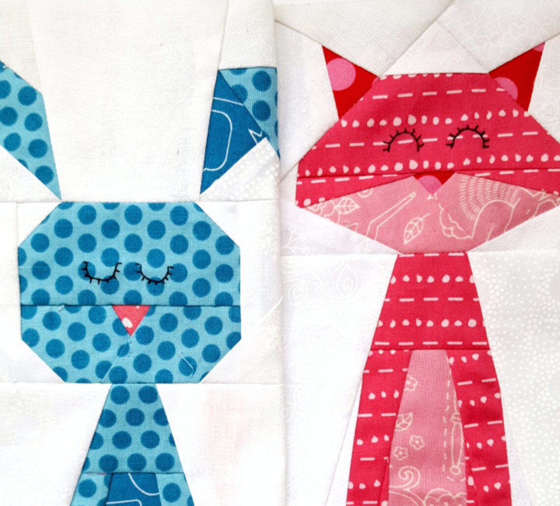 Smitten Kitten Paper Piecing Pattern - Quilt Block - Cat Quilt - Etsy