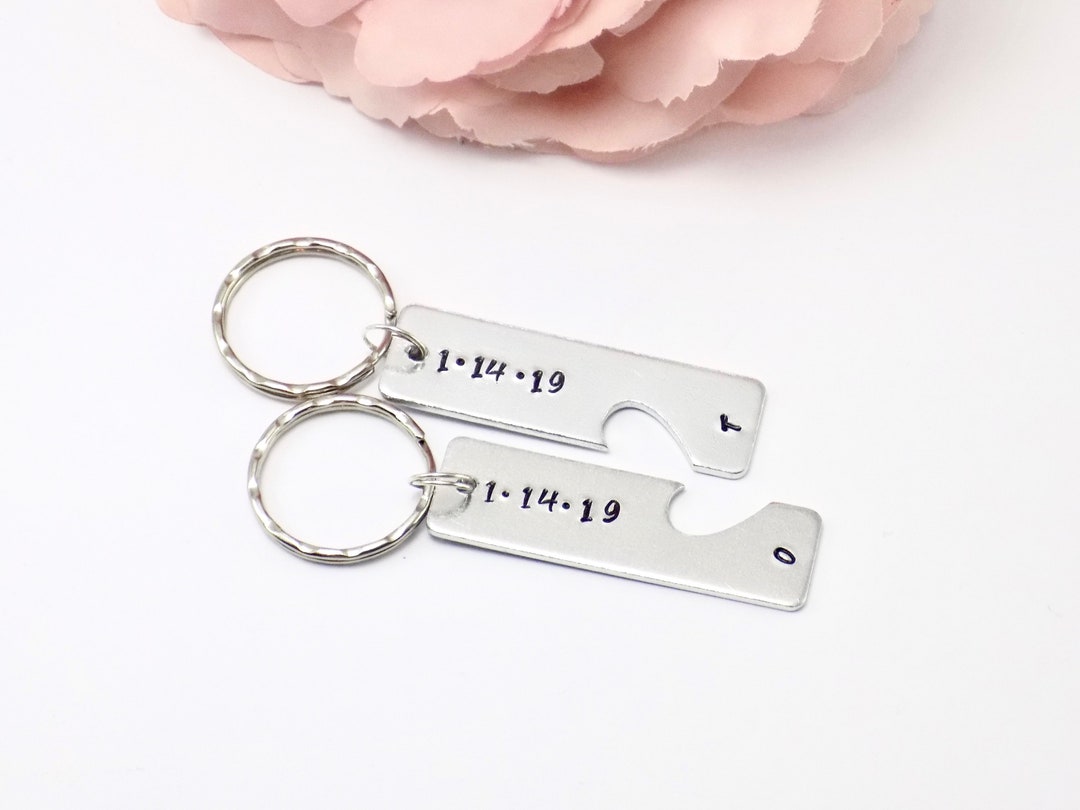 Anniversary Keyring, Couples Keychain, Husband and Wife Gift, Matching ...