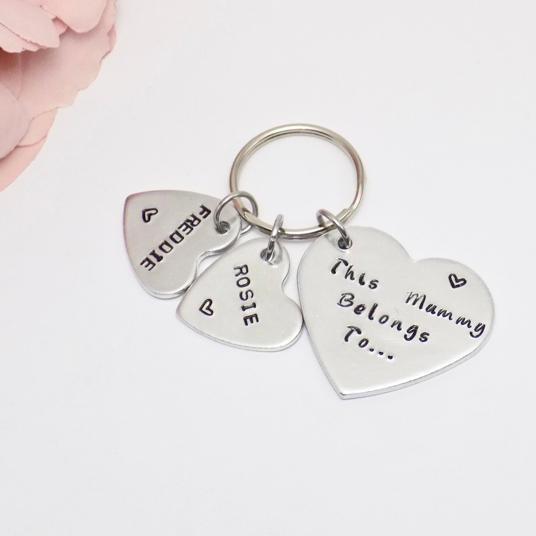 Personalised Mummy Keychain: Hand Stamped Aluminium Heart Keyring - Etsy