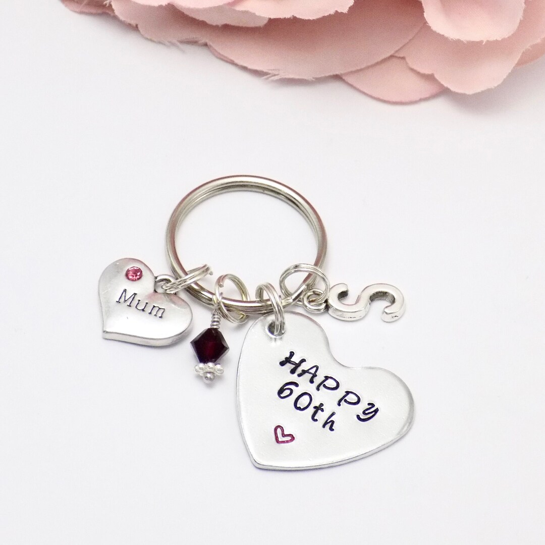 60th Birthday Gift for Mum: Personalized Birthstone Keyring, Best ...