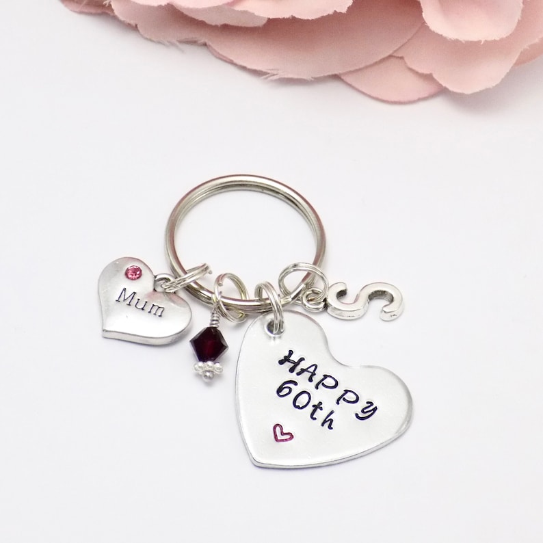 60th Birthday Gift for Mum: Personalized Birthstone Keyring, Best ...