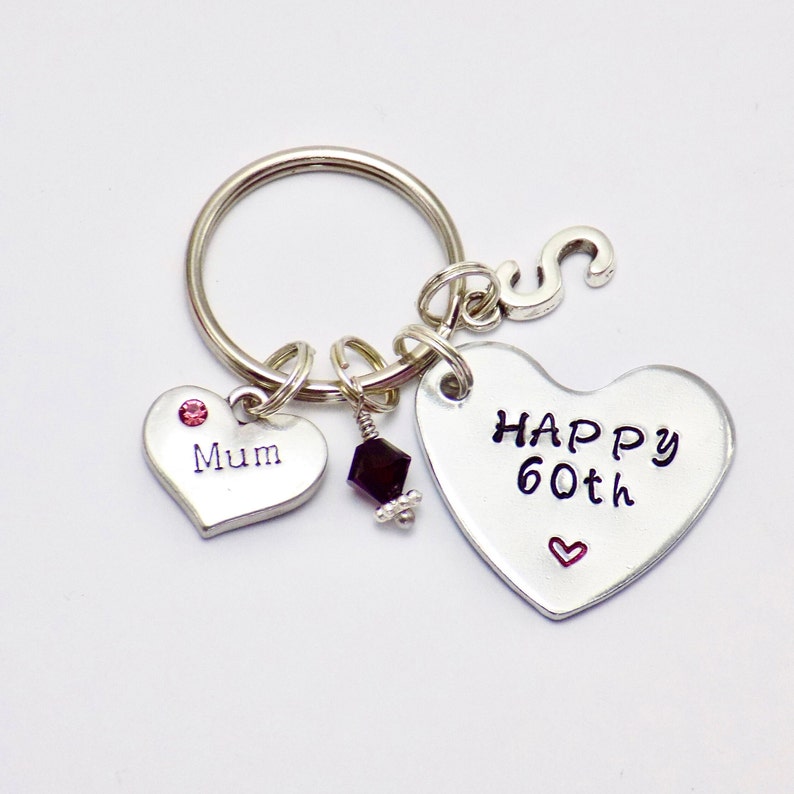 60th Birthday Gift for Mum: Personalized Birthstone Keyring, Best ...