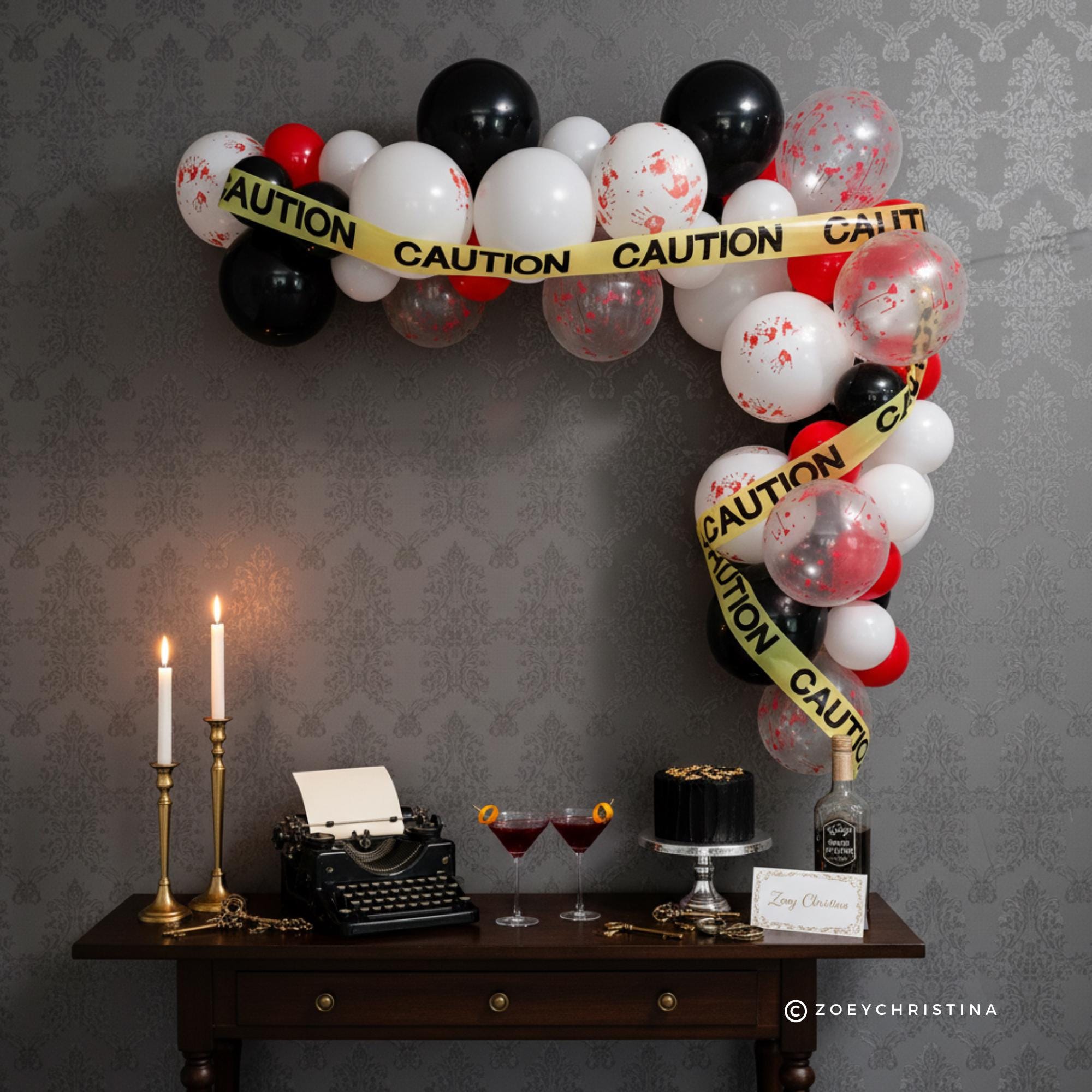 Murder Mystery Party Balloon Garland Kit, True Crime Blood Splatter ...