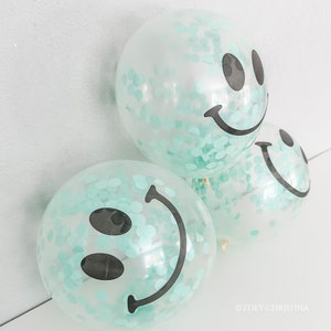 Smiley Face Confetti Balloons: Pastel Party Decorations - Etsy
