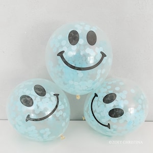 Smiley Face Confetti Balloons: Pastel Party Decorations - Etsy