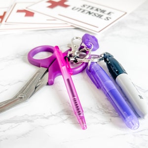 Nurse Keychain Tool Set, RN Medical Gift, Mini Pen, Scissors ...