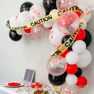 Murder Mystery Party Balloon Garland Kit, True Crime Blood Splatter ...