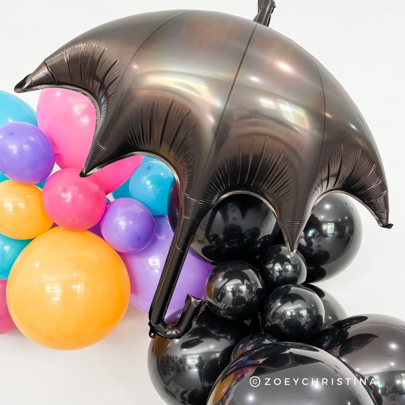 Gothic Black Umbrella Balloon - Spooky Party Decor for Halloween ...