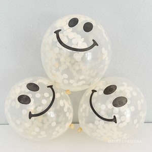 Smiley Face Confetti Balloons: Pastel Party Decorations - Etsy