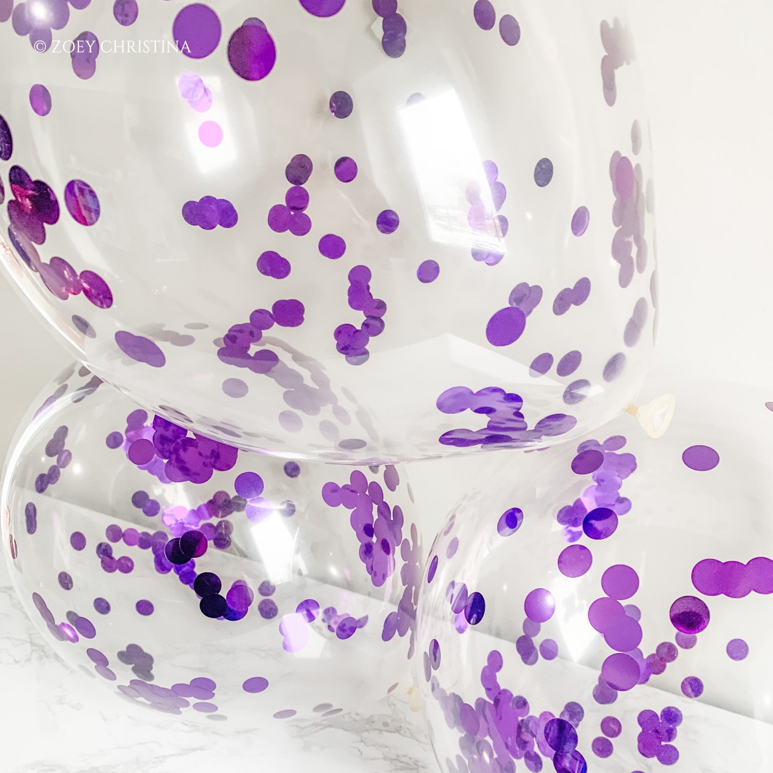 Purple Confetti Birthday Balloon Diy Bouquet Space Purple | Etsy