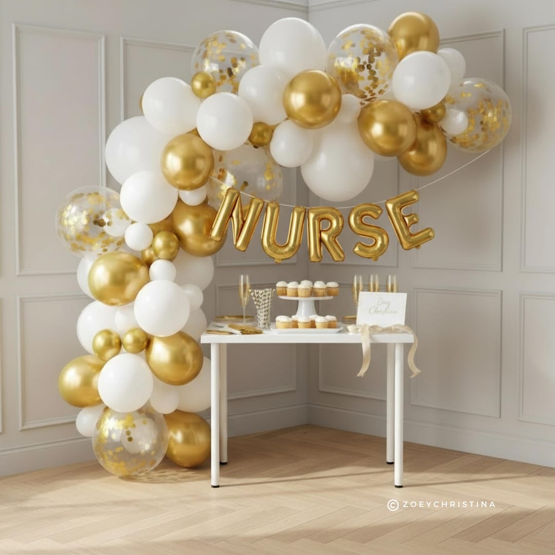 Nurse Graduation Balloon Garland: Gold & White Party Decor - Etsy