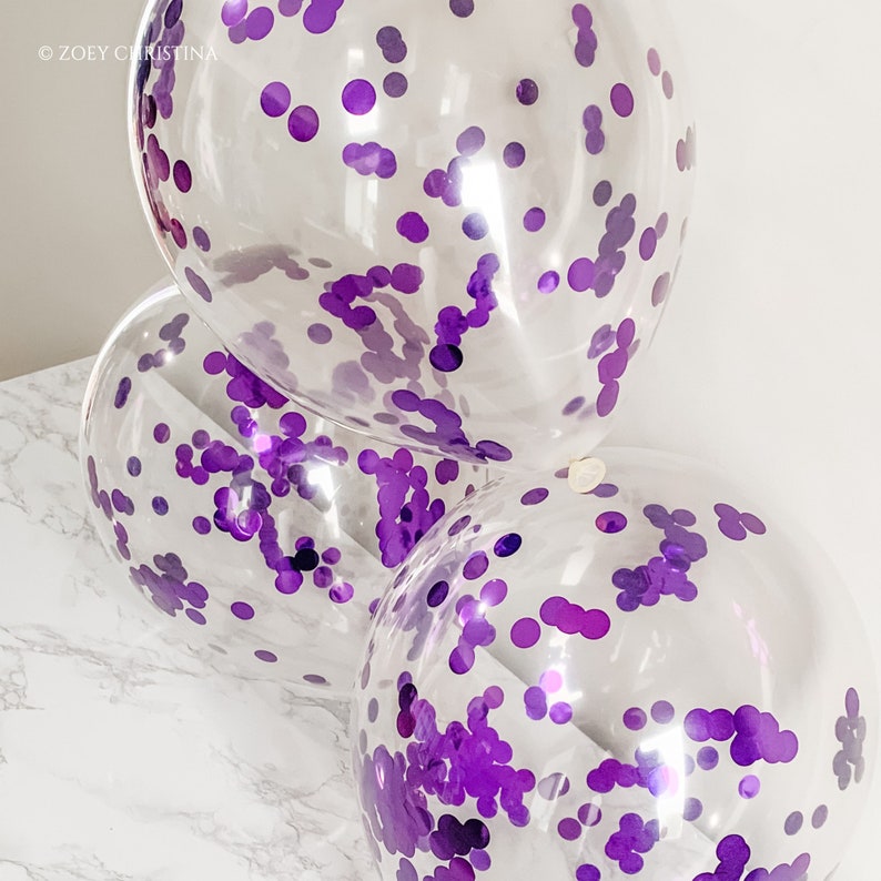 Purple Confetti Birthday Balloon Diy Bouquet Space Purple - Etsy