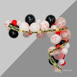 Murder Mystery Party Balloon Garland Kit, True Crime Blood Splatter ...