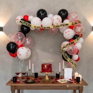 Murder Mystery Party Balloon Garland Kit, True Crime Blood Splatter ...