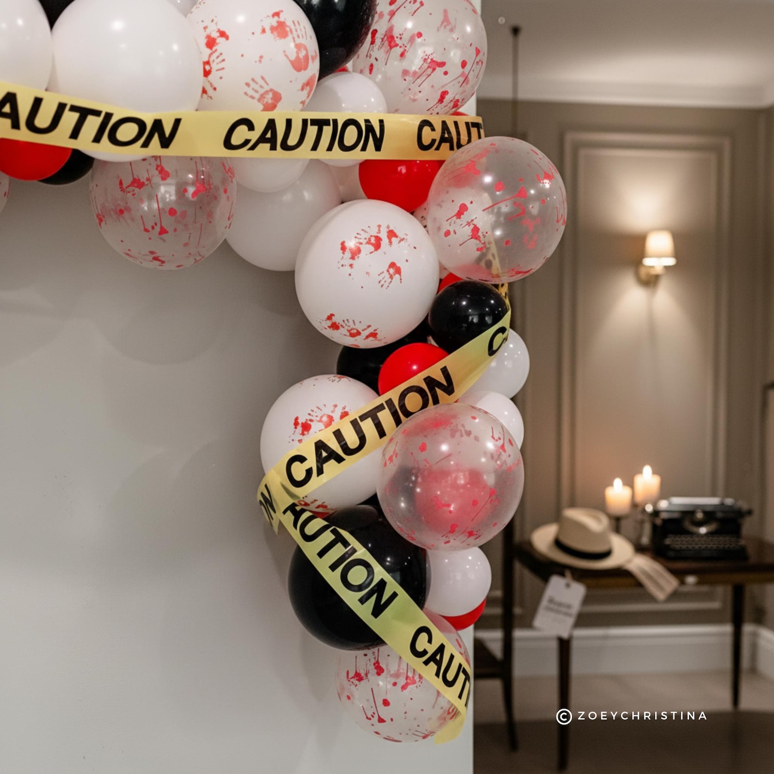 Murder Mystery Party Balloon Garland Kit, True Crime Blood Splatter ...