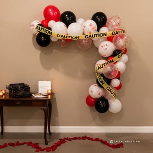 Murder Mystery Party Balloon Garland Kit, True Crime Blood Splatter ...