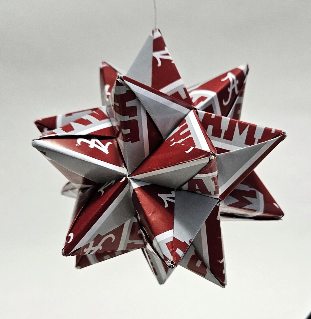 Medium Origami Star Made From University of Alabama Crimson Tide Paper ...