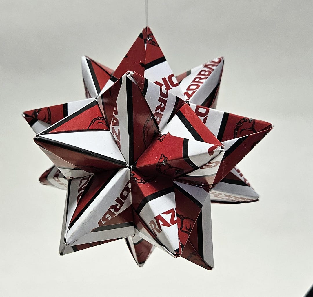 Medium Origami Star Made From University of Arkansas Razorbacks Paper ...