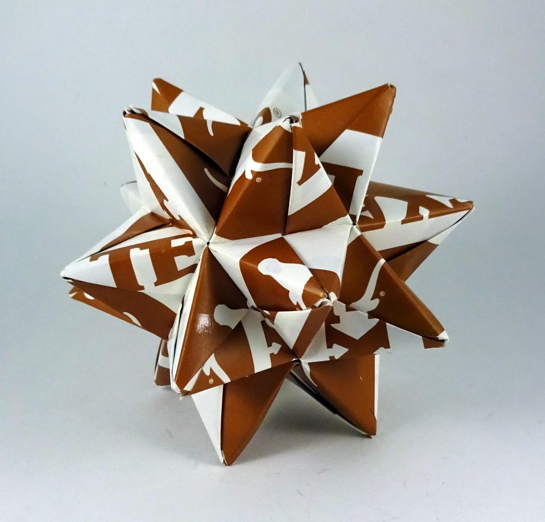 Medium Origami Star Made From Texas Longhorns Paper, Longhorns Star ...