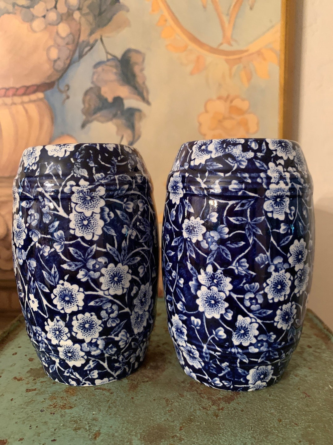 Calico Barrel Style Salt & Pepper Set Staffordshire Made in England - Etsy
