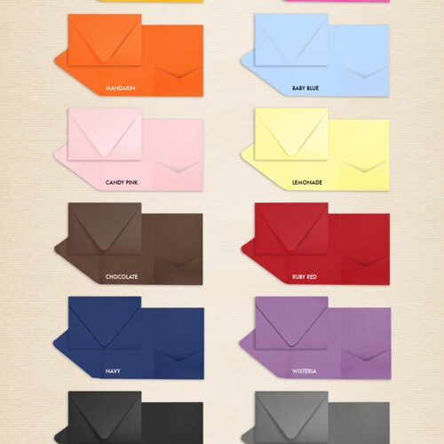 Tri Fold Pocket Envelope Template 5x7'' Piones Wedding | Etsy