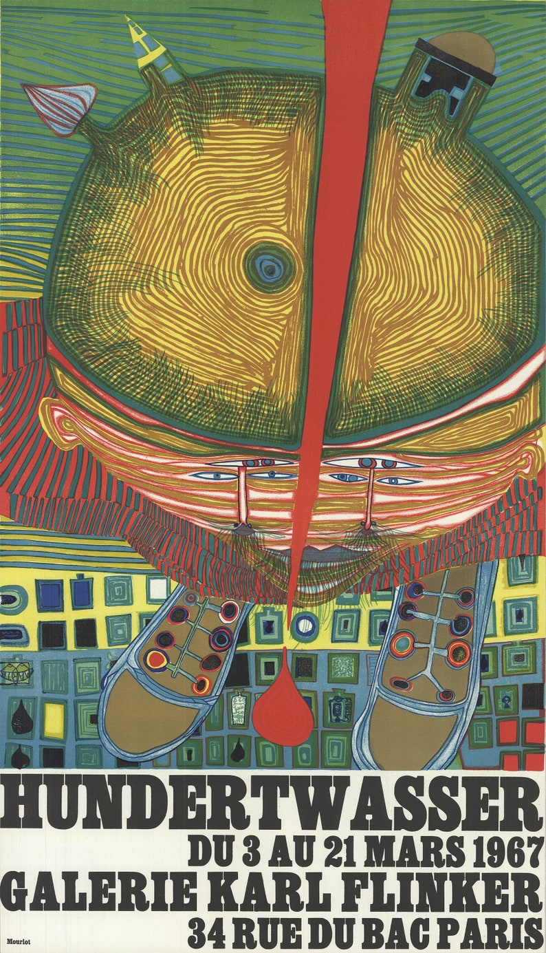 FRIEDENSREICH HUNDERTWASSER Galerie Karl Flinker 1967 - Etsy