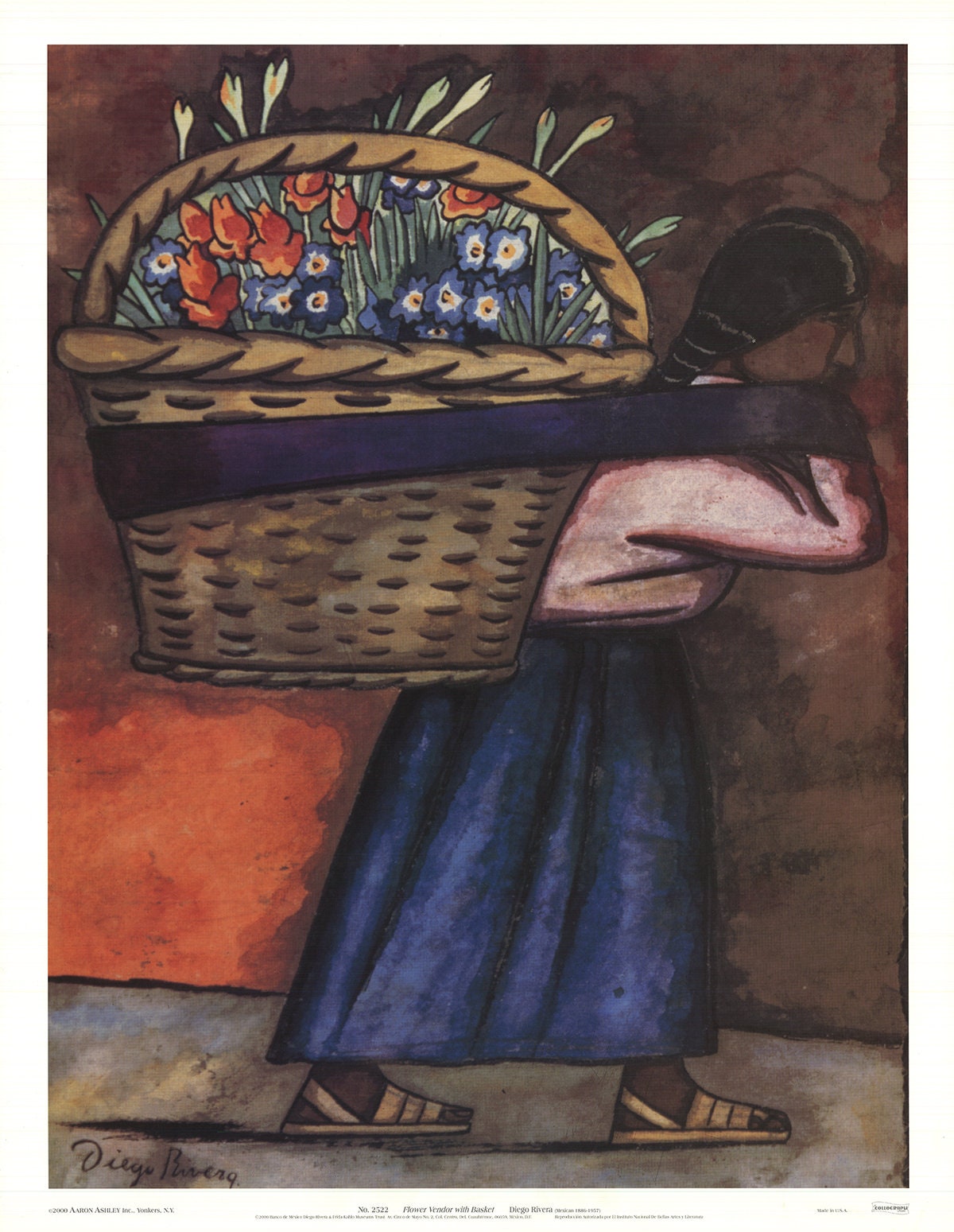 DIEGO RIVERA Flower Vendor With Basket with Text 26 X - Etsy