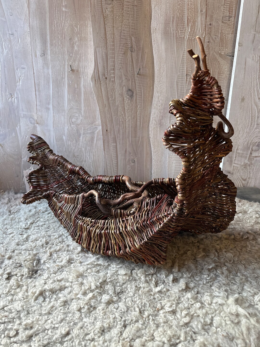 Handmade Willow and Hazel Sculpture Basket - Etsy