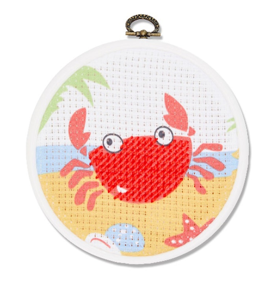 DMC My First Stitches Cross Stitch Kit - the Crab BK1842, Printed Aida ...