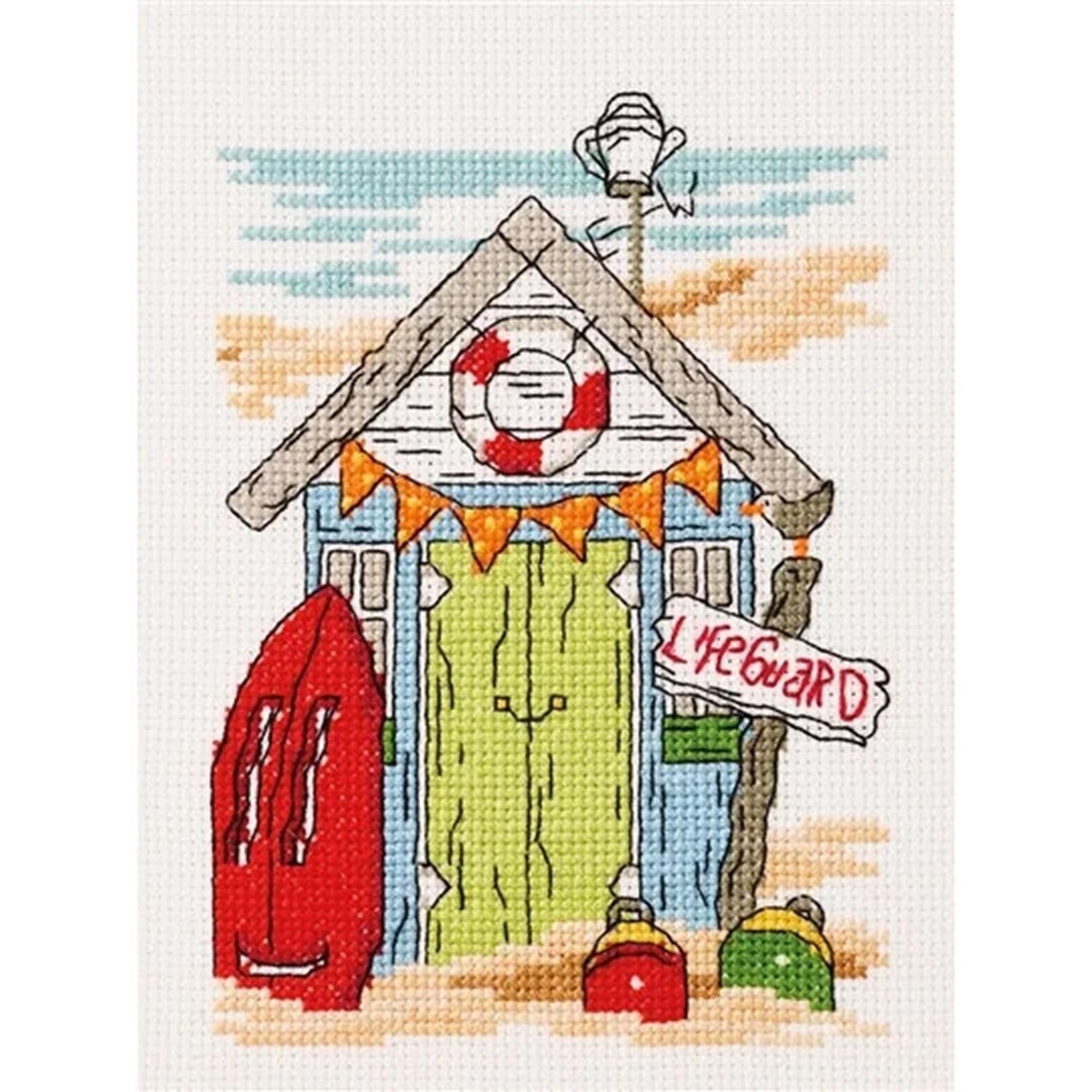 Lifeguard Counted Cross Stitch Kit From Permin , Summer Beach ...