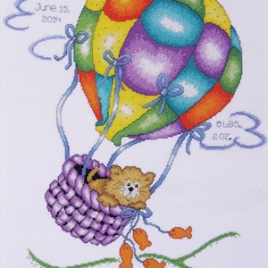TOBIN BABY Up, up and Away Kitty Baby Sampler Counted Cross Stitch Kit ...