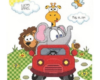 Sleepy Bunnies Birth Sampler Counted Cross Stitch Kit by Janlynn, New ...