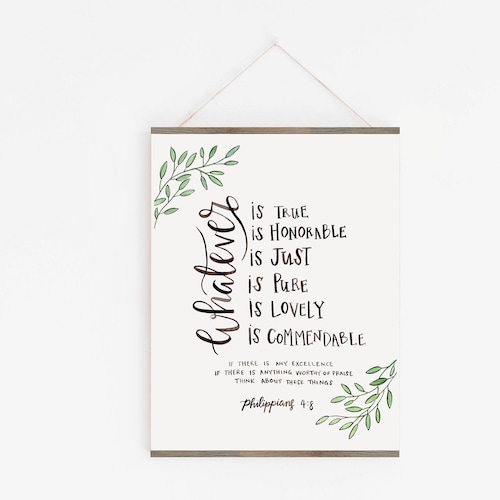 Scripture Wall Art Bible Verse Print Philippians 4:8 Green - Etsy