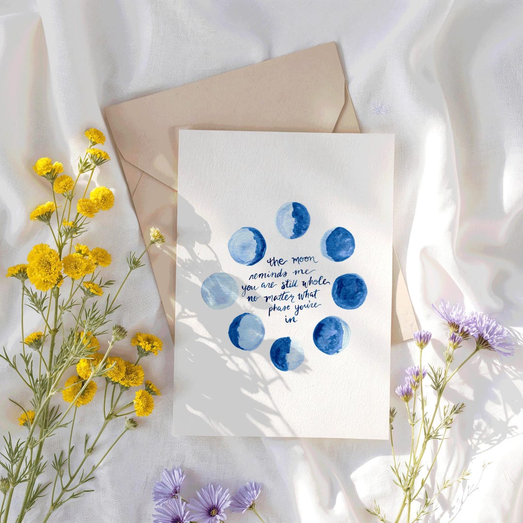 Watercolor Moon Phases Card, Encouragement Gift (5x7 Greeting Card) - Etsy