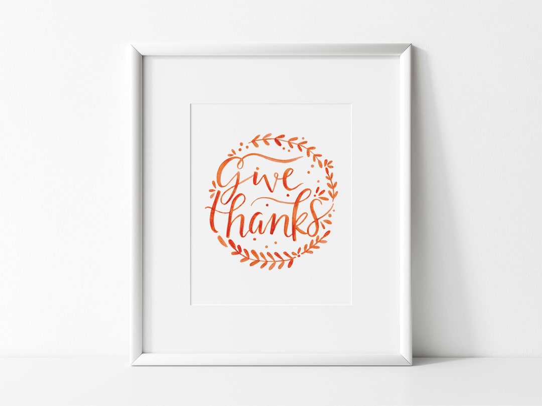 Give Thanks Watercolor Art Print: Thanksgiving Decor - Etsy